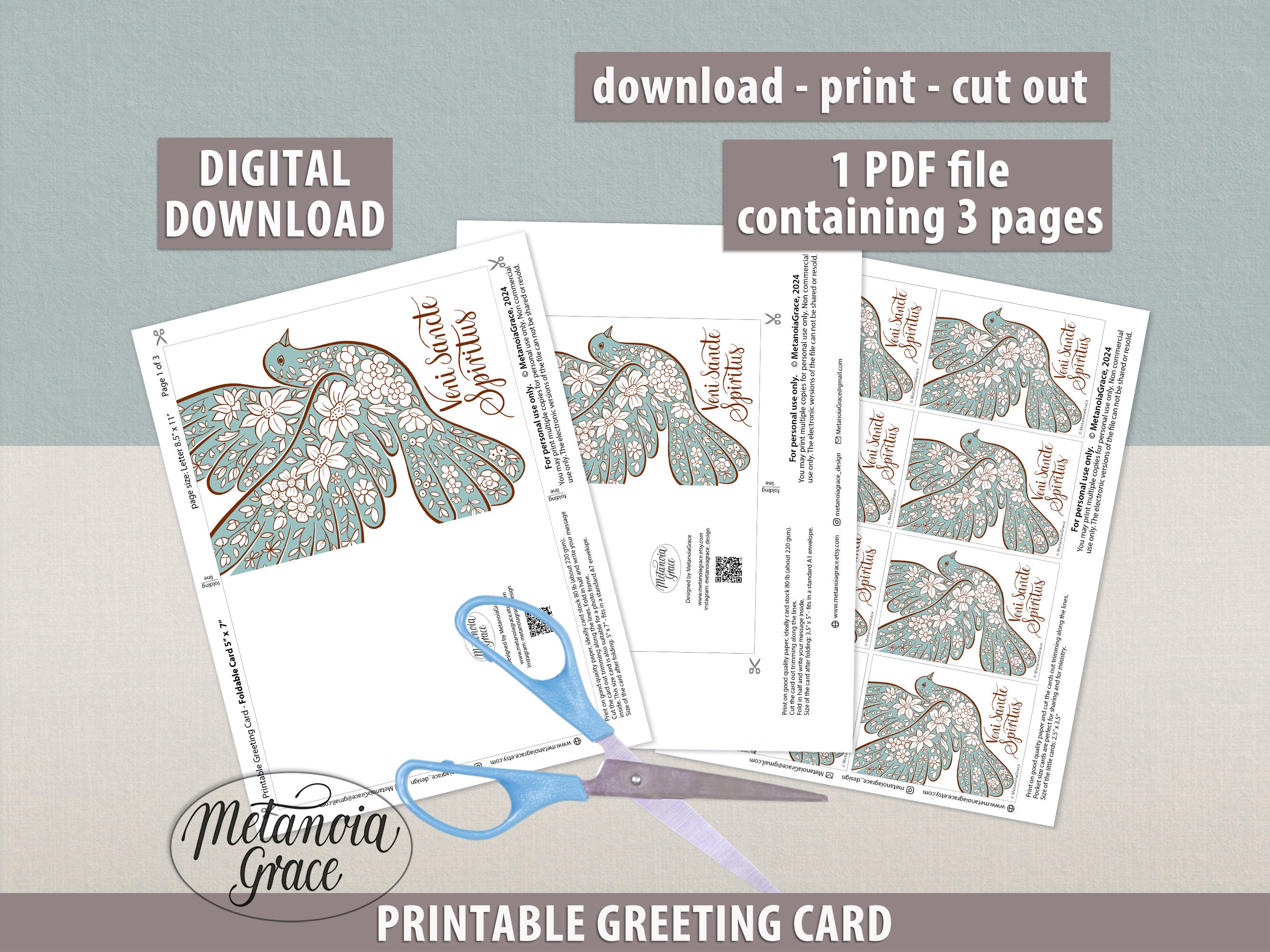 Veni Sancte Spiritus Note Card, Printable Confirmation Card, Pentecost ...