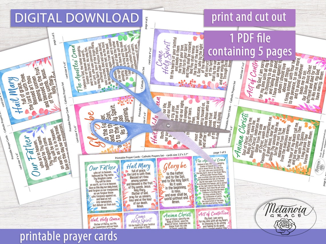 Popular Catholic Prayers Traditional Prayer Cards Printable - Etsy