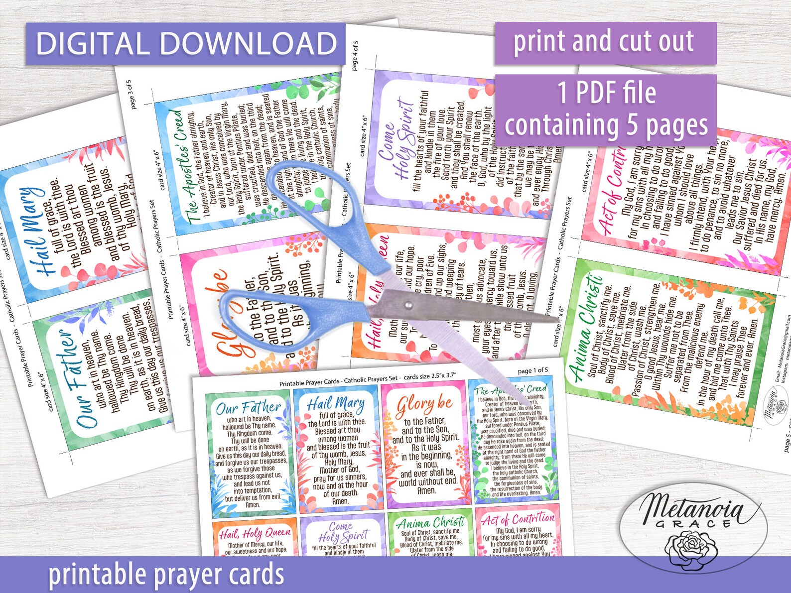 Popular Catholic Prayers, Traditional Prayer Cards, Printable Common ...