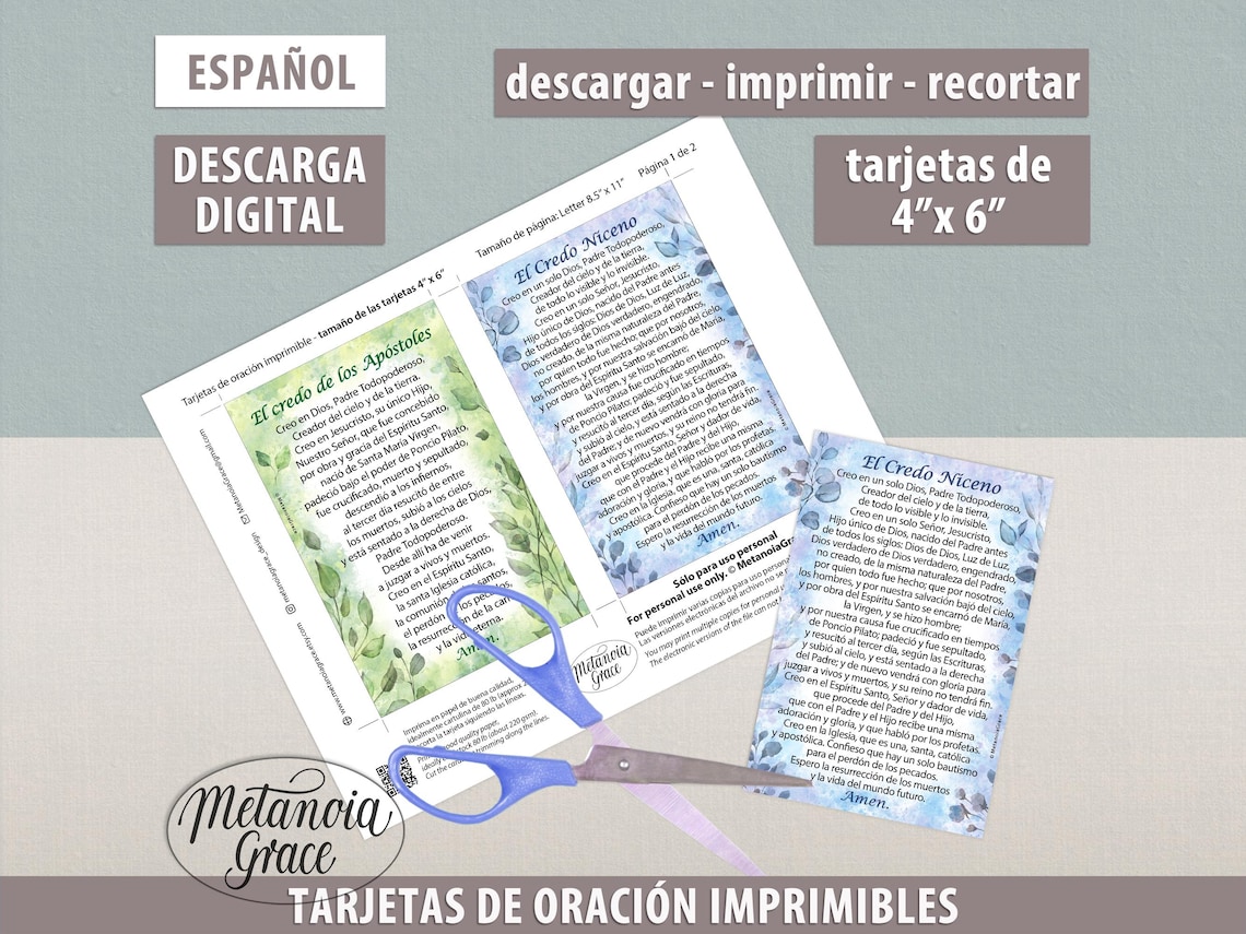 Spanish Creeds Printable Cards, Credo De Los Apostoles, Credo Niceno ...