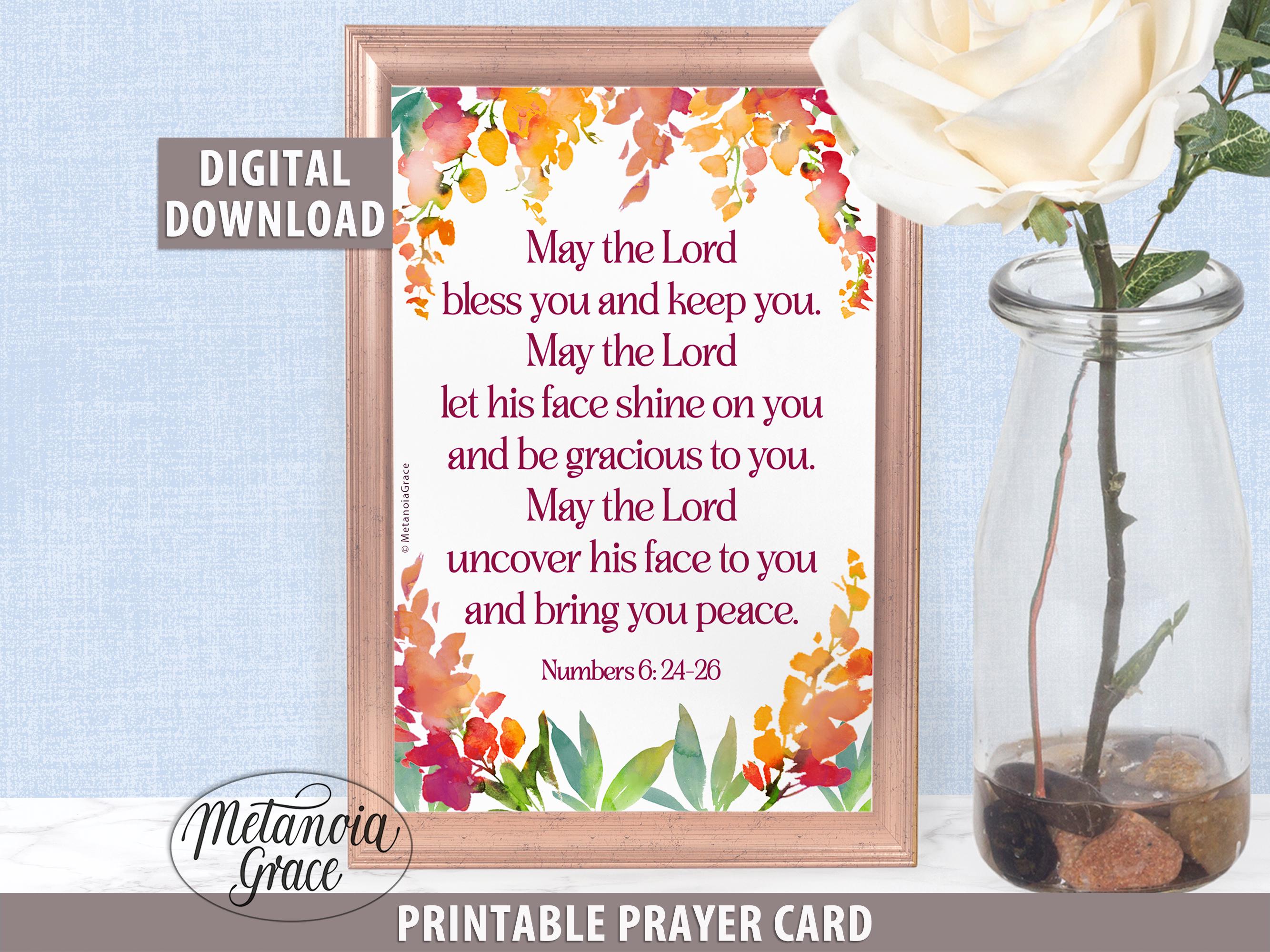 May the Lord Bless You and Keep You, Printable Blessing Prayer Card ...