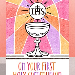 First Holy Communion Card, Printable Catholic Communion Note Card, on ...