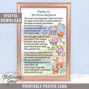 Psalm 23 Printable Prayer Card, the Lord is My Shepherd I Shall Not ...