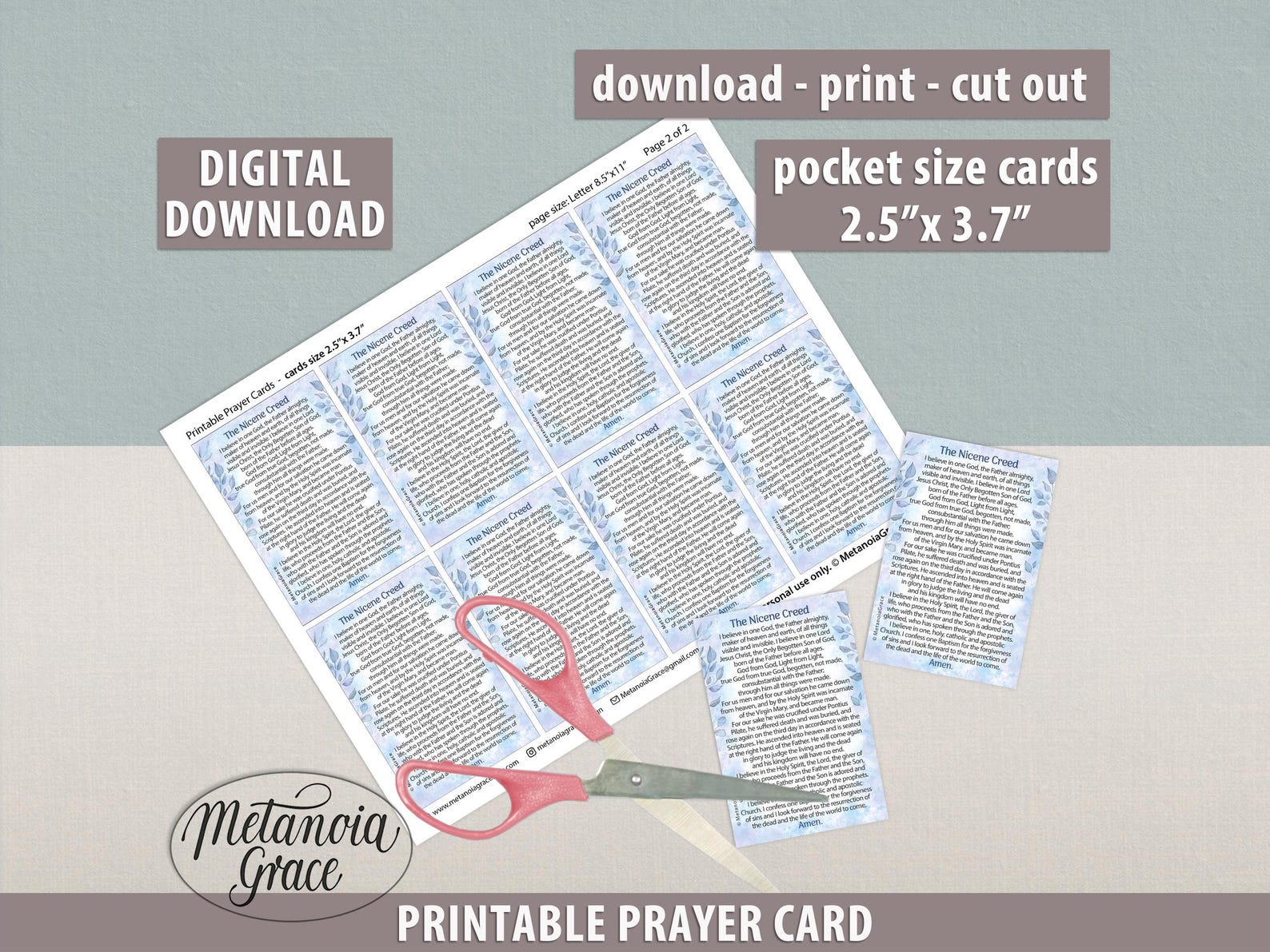 The Nicene Creed, Printable Creed Prayer Card, I Believe in One God ...