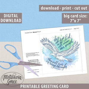 Soar on Wings Like Eagles, Printable Bible Verse Note Card, Isaiah 40: ...