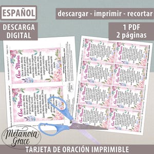 Ave Maria Spanish Prayer Card, Printable Ave Maria Card, Hail Mary ...