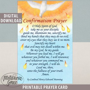 Confirmation Prayer Card Printable, O Holy Spirit of God, Confirmation Gift, Pentecost Prayer ...