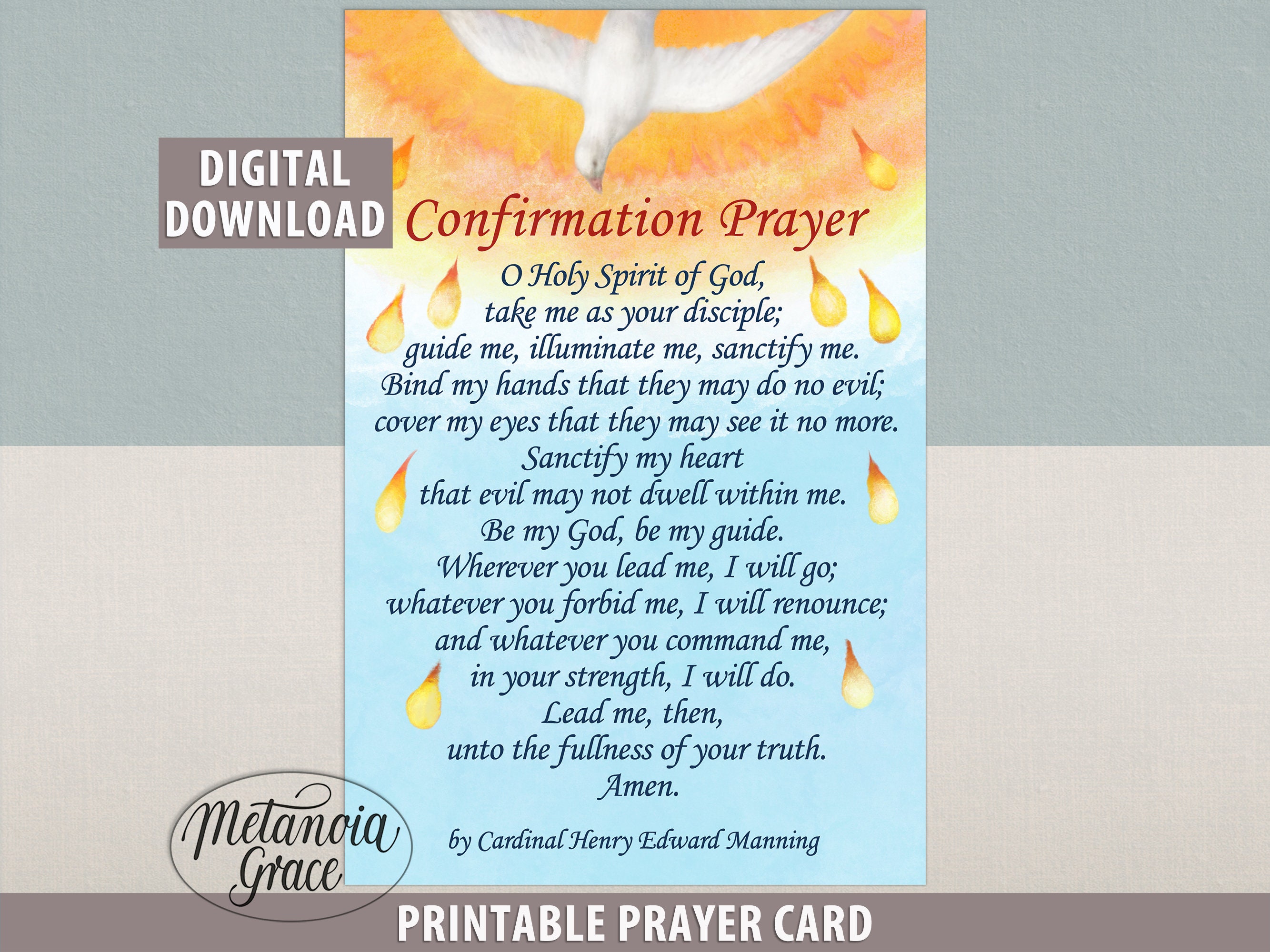 Confirmation Prayer Card Printable, O Holy Spirit of God, Confirmation ...