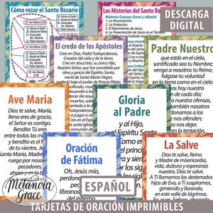Spanish Rosary Guide, Printable Cards, How to Pray the Rosary, Tarjetas ...