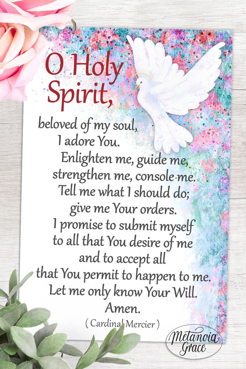 Printable Cardinal Mercier Prayer Card O Holy Spirit Beloved - Etsy UK
