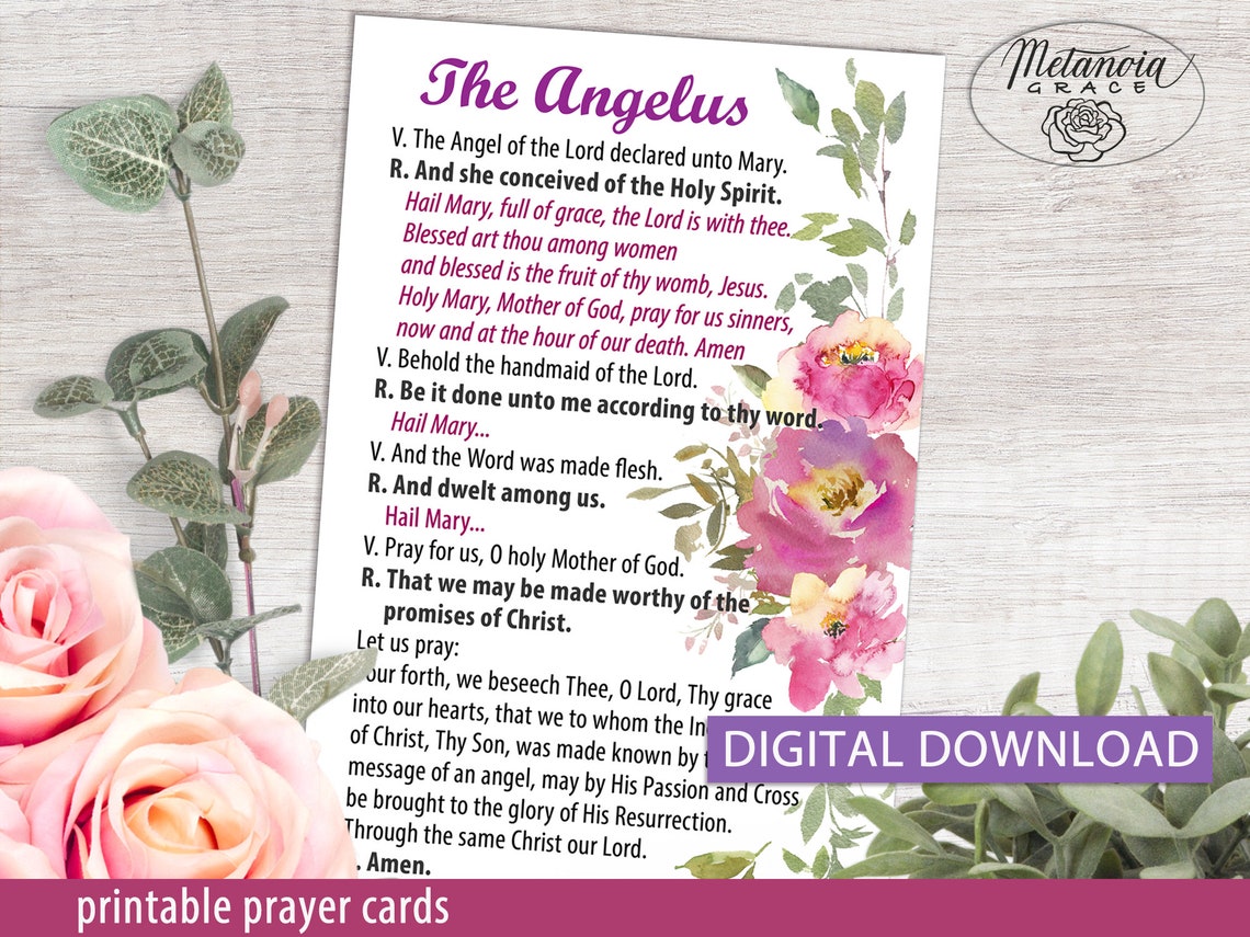 The Angelus Prayer Card the Angelus Holy Card the Angel of - Etsy UK