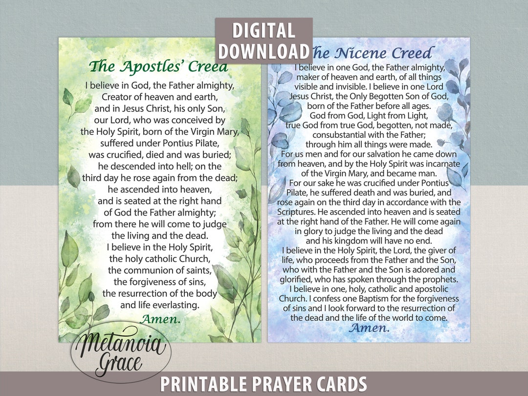 Credo Niceno, Credo de los Apóstoles, Tarjetas de Oración del Credo ...