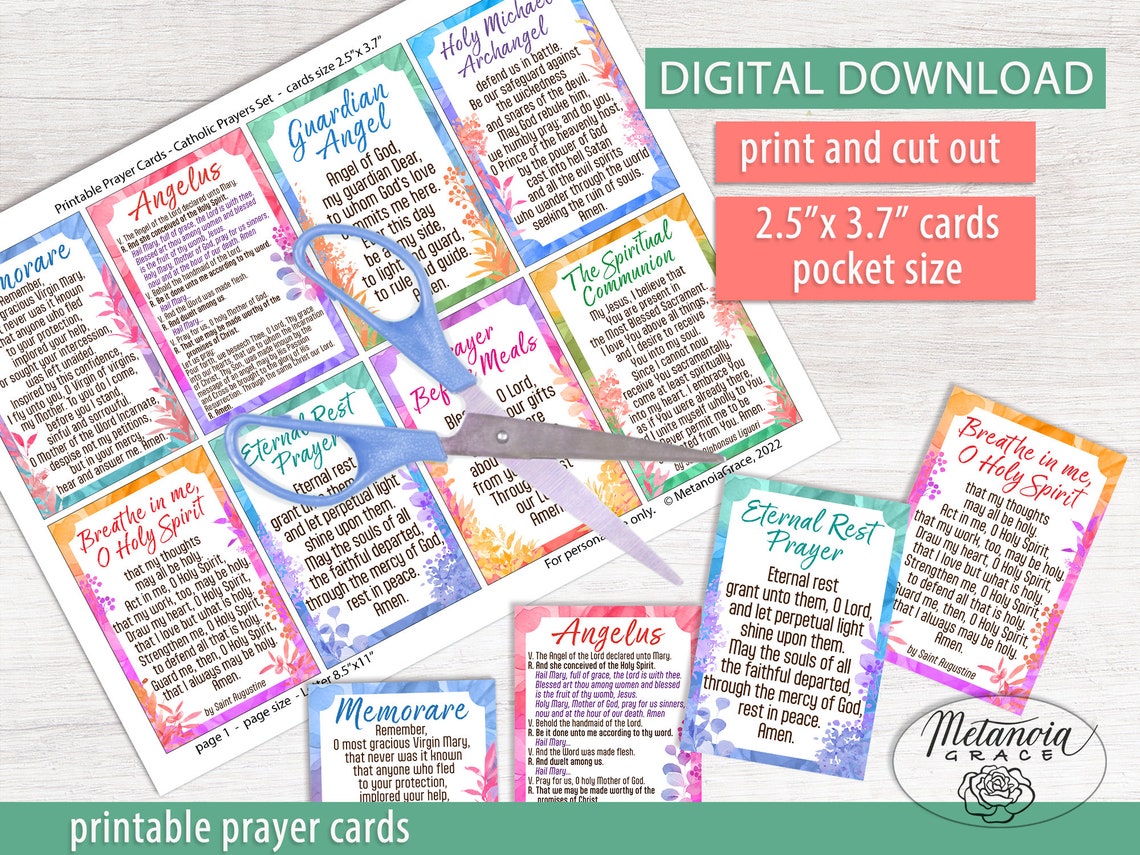 Printable Catholic Prayers Set Memorare Angelus Eternal - Etsy