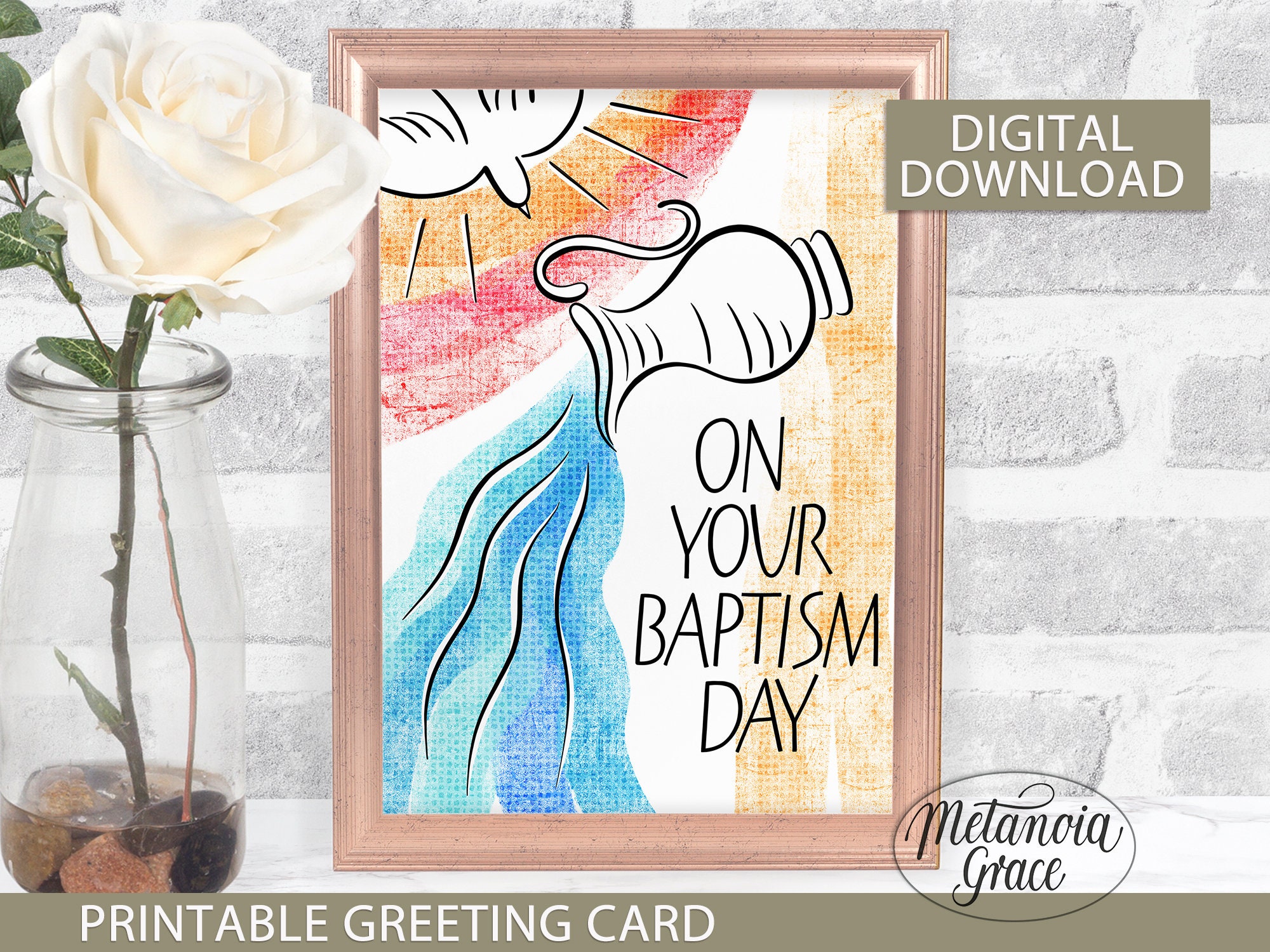 Religious Baptism Card, Printable Christening Card, Baptism Wishes ...