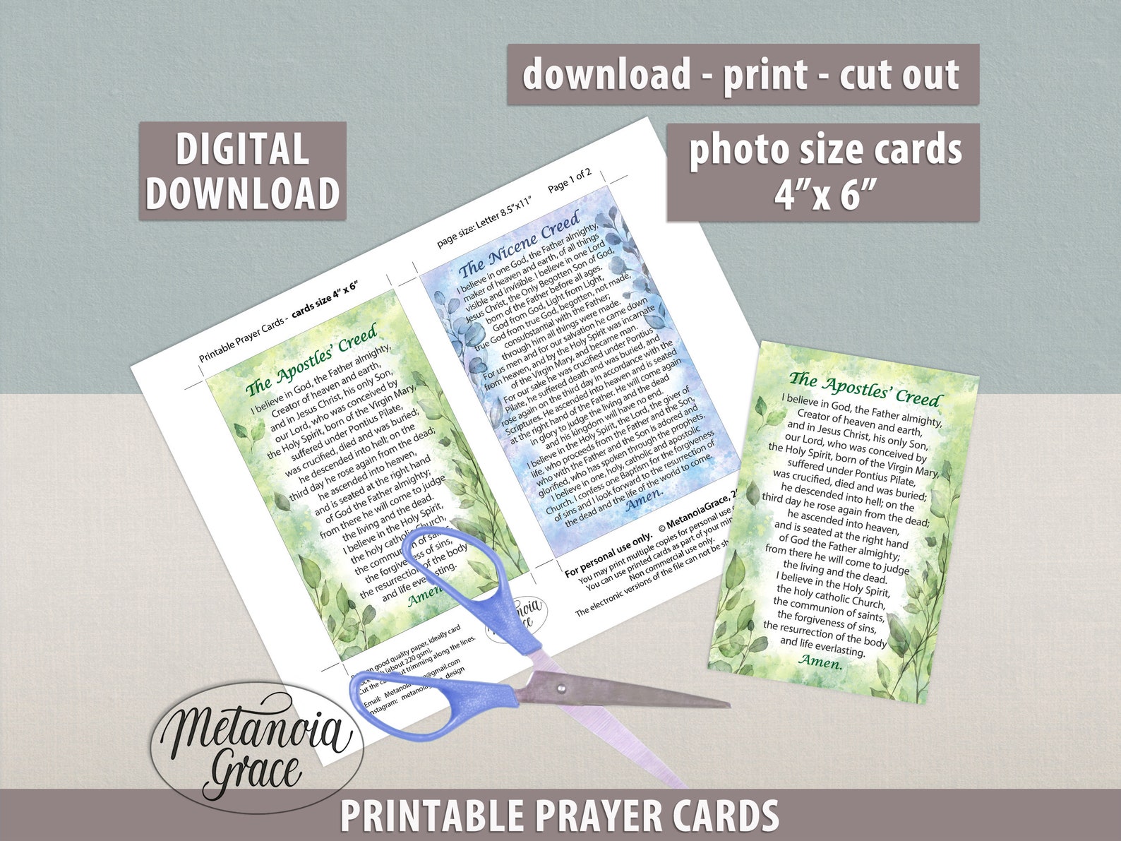 Nicene Creed, Apostles Creed, Printable Creed Prayer Cards, I Believe ...