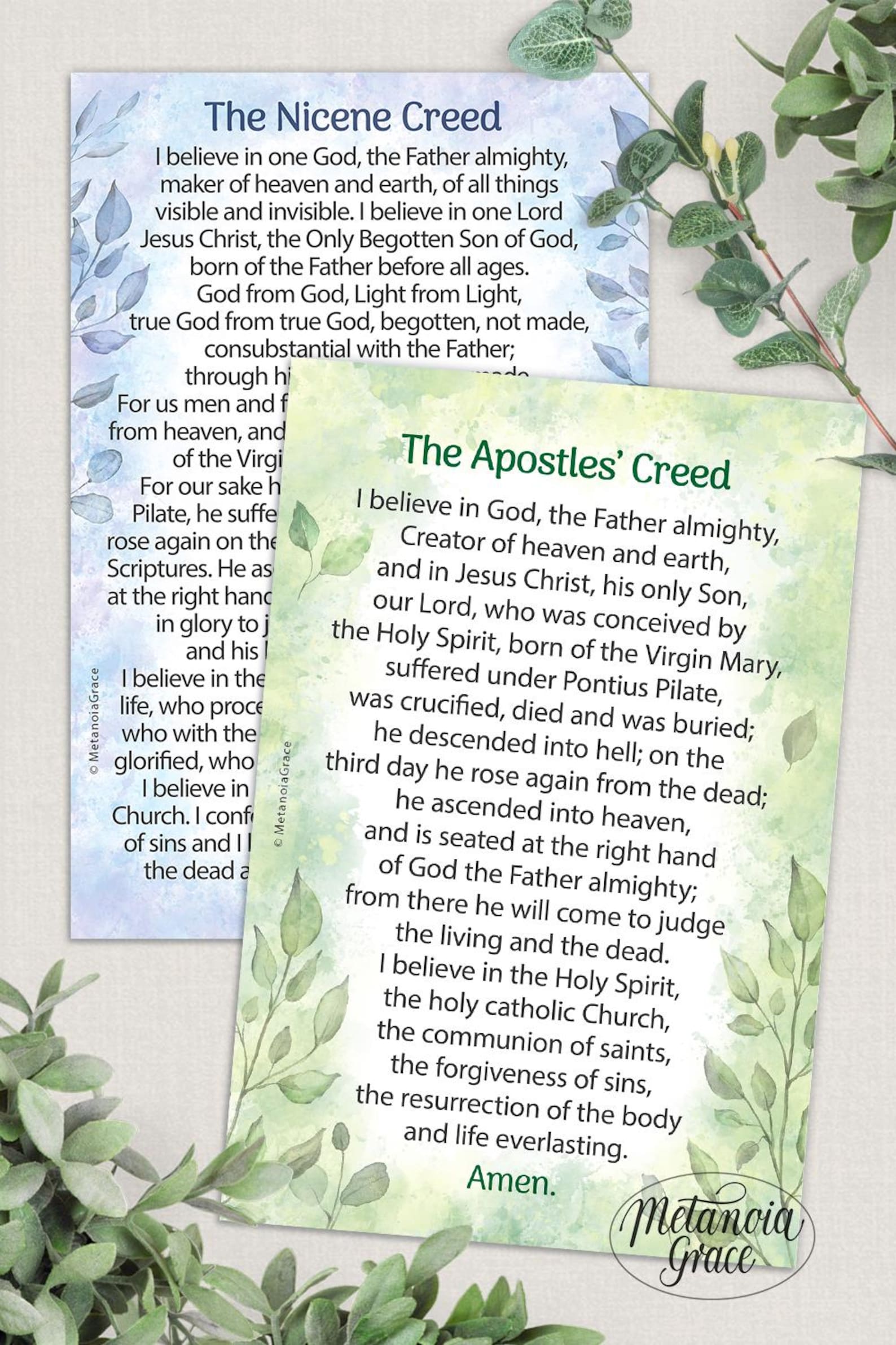 Nicene Creed, Apostles Creed, Printable Creed Prayer Cards, I Believe ...