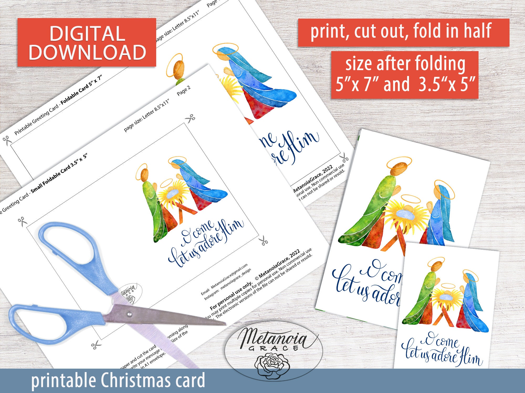 Printable Nativity Christmas Card Religious Christmas Card O - Etsy UK