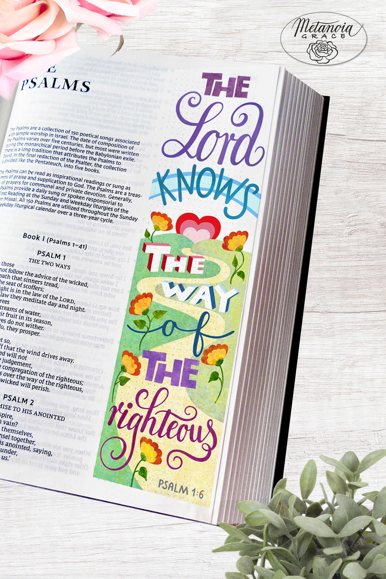 Psalm 1:6 Bible Journaling Sticker, Coloring Bible Bookmark, Traceable ...