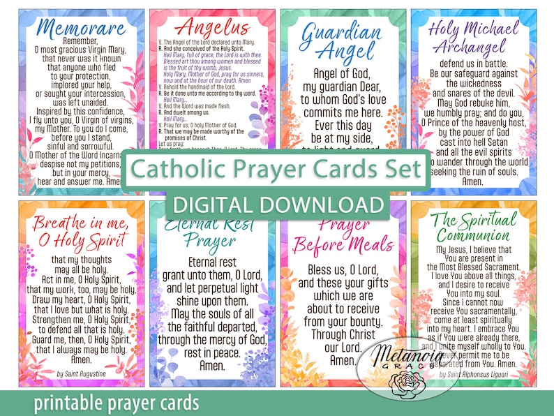 Printable Catholic Prayers Set, Memorare, Angelus, Eternal Rest Prayer ...