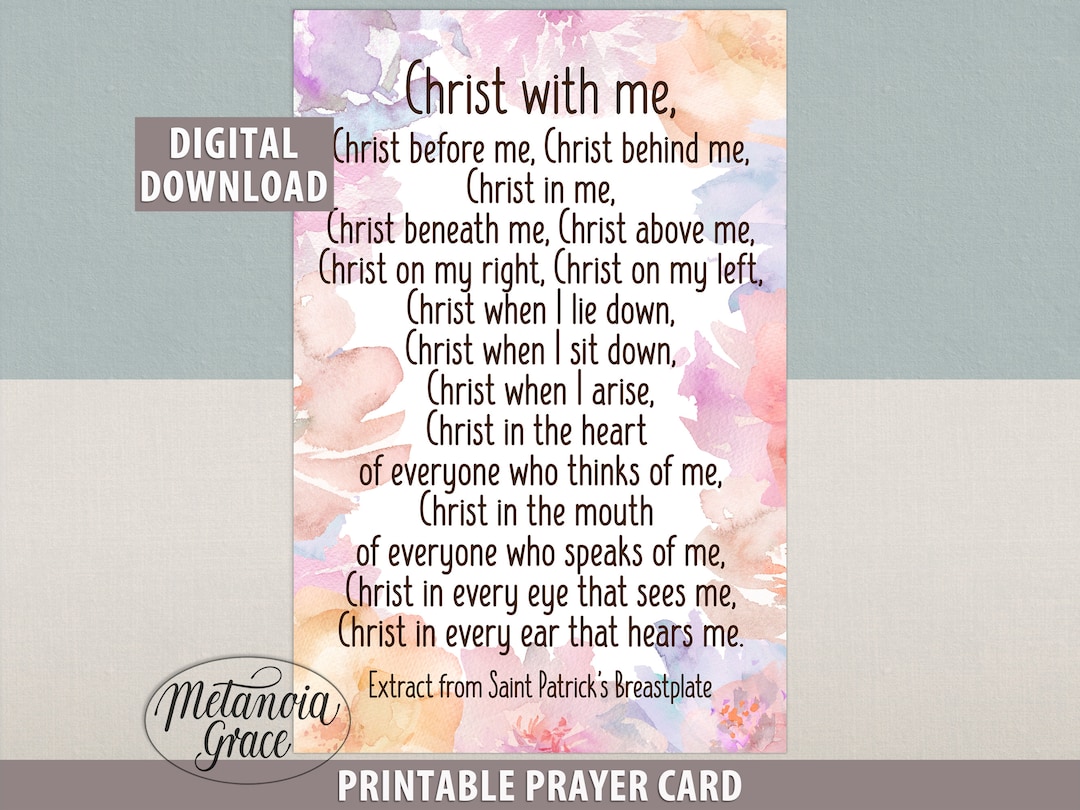 Christ With Me, Christ Before Me, Lorica Prayer Card, St. Patrick ...