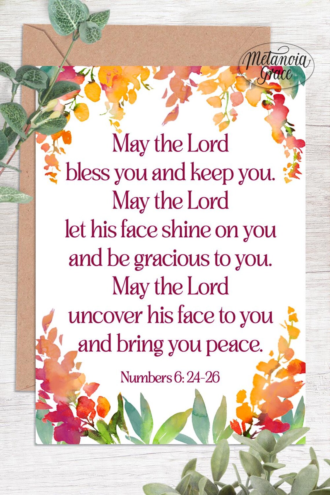 May the Lord Bless You and Keep You, Printable Blessing Note Card ...