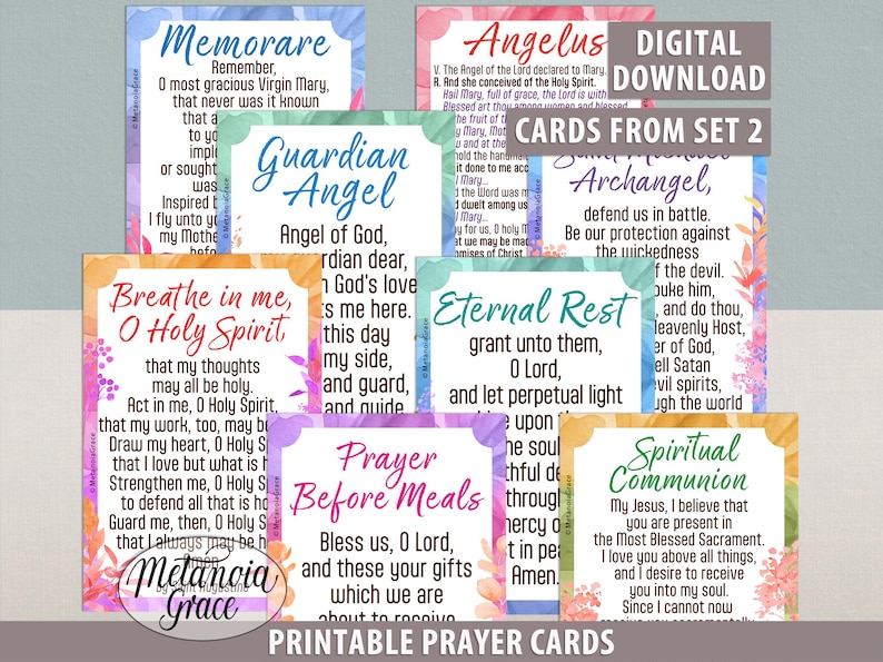 Popular Catholic Prayers Bundle, 16 Printable Prayer Cards, Daily ...