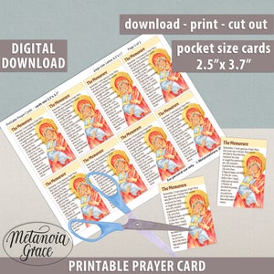 Memorare Prayer, Printable Prayer Card, Remember O Most Gracious Virgin ...