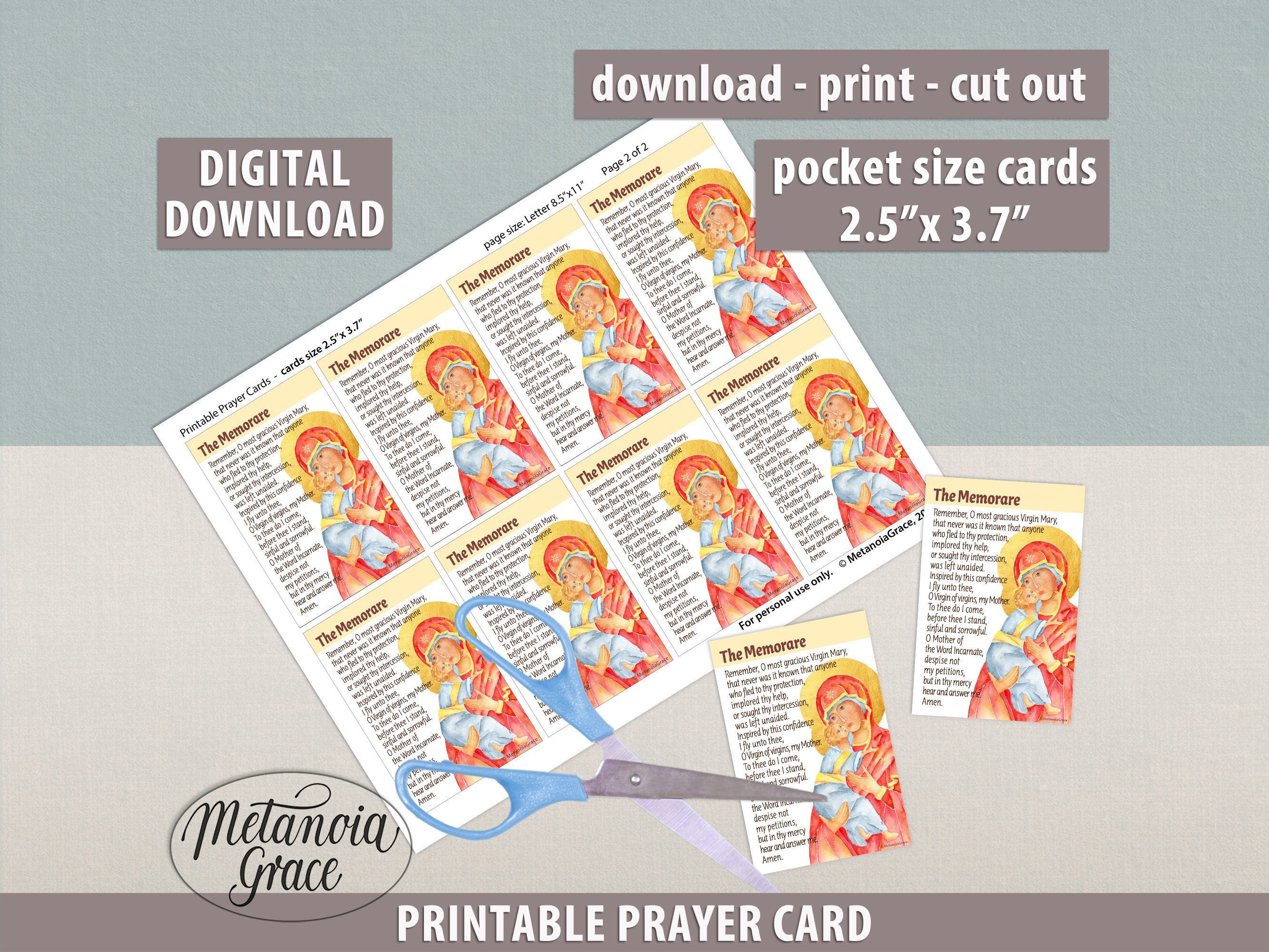 Memorare Prayer, Printable Prayer Card, Remember O Most Gracious Virgin ...