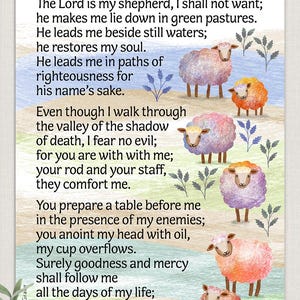 Psalm 23 Printable Prayer Card, the Lord is My Shepherd I Shall Not ...