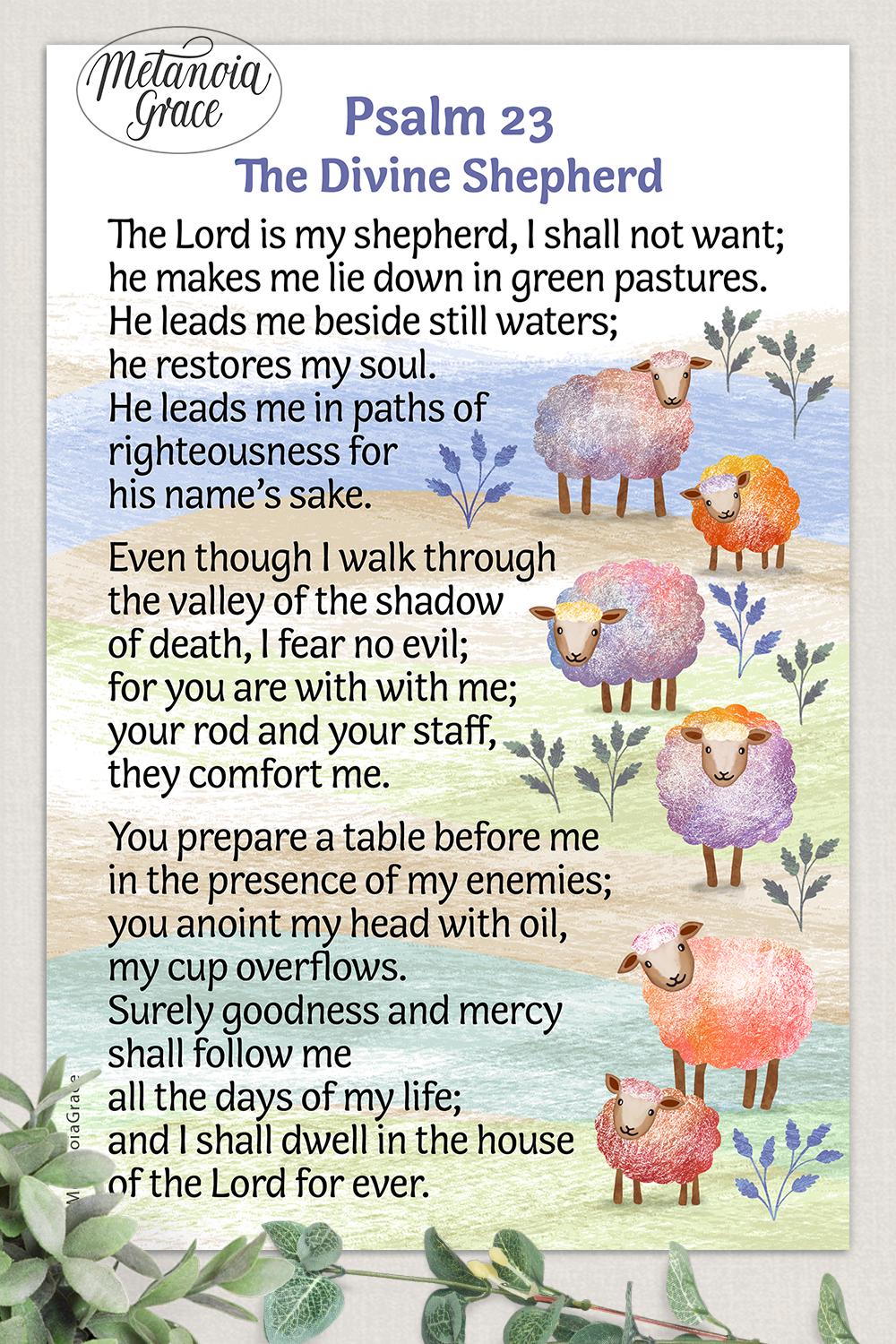 Psalm 23 Printable Prayer Card, the Lord is My Shepherd I Shall Not ...