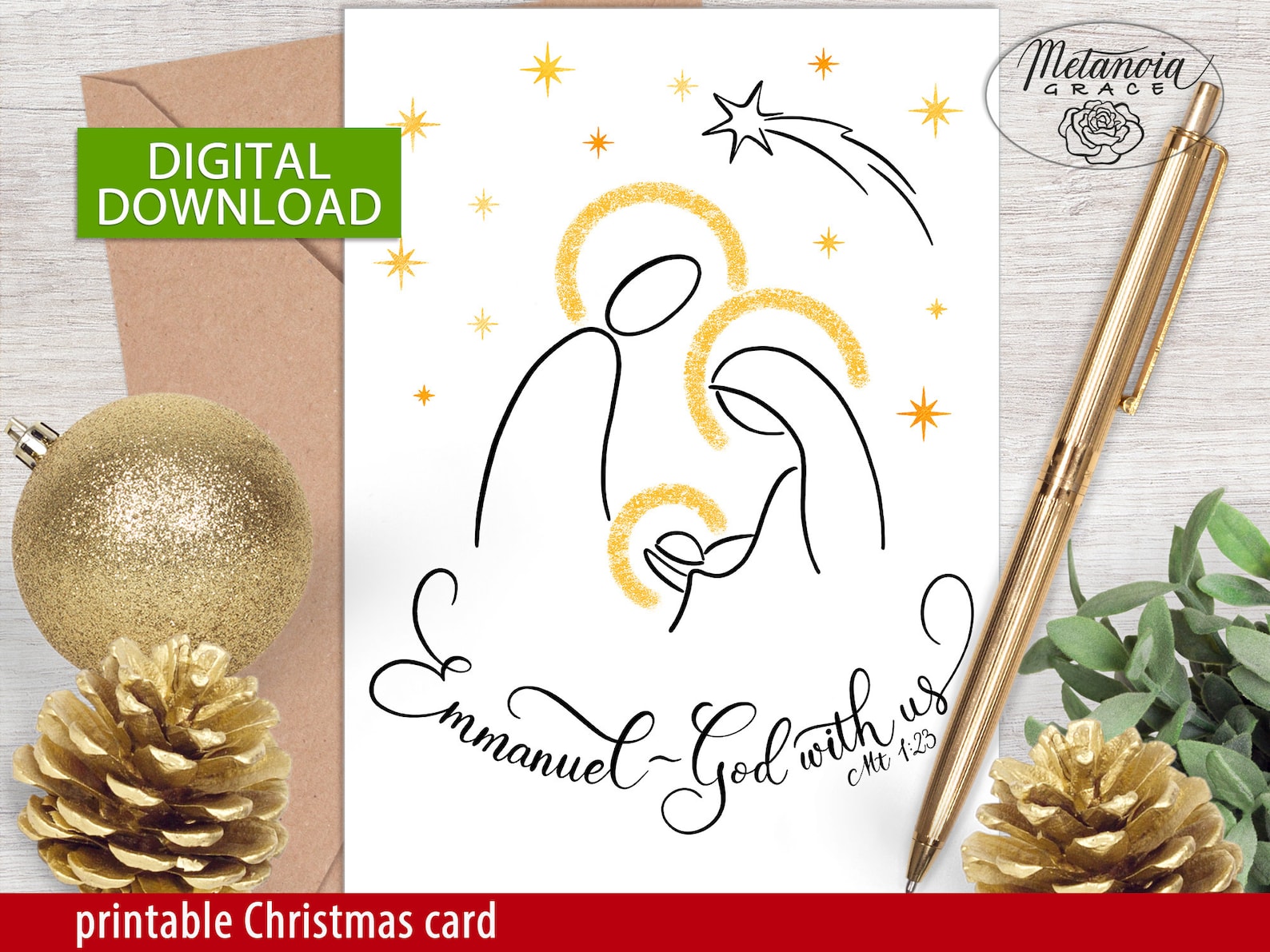 Printable Nativity Christmas Card Religious Christmas Card - Etsy