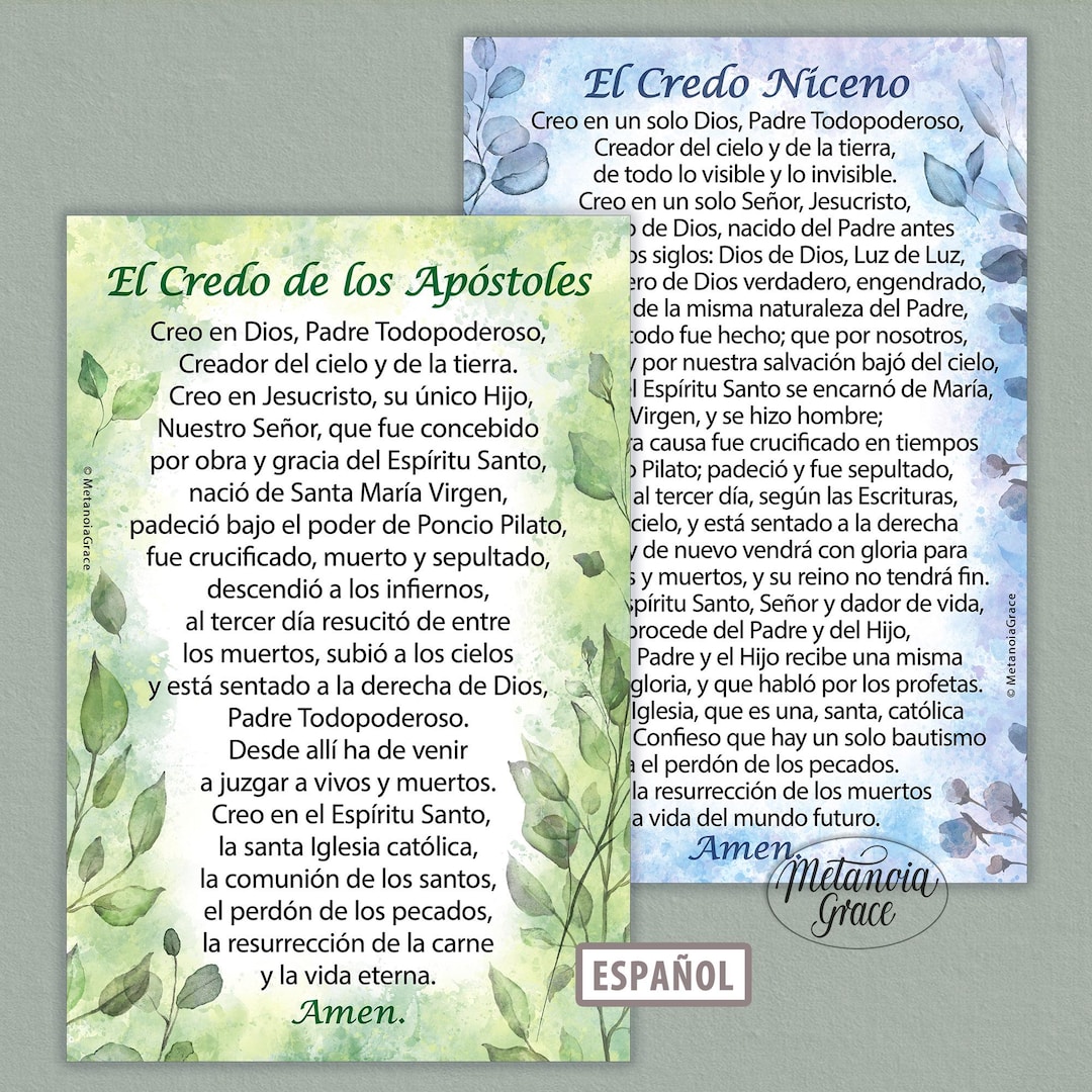 Spanish Creeds Printable Cards, Credo De Los Apostoles, Credo Niceno ...