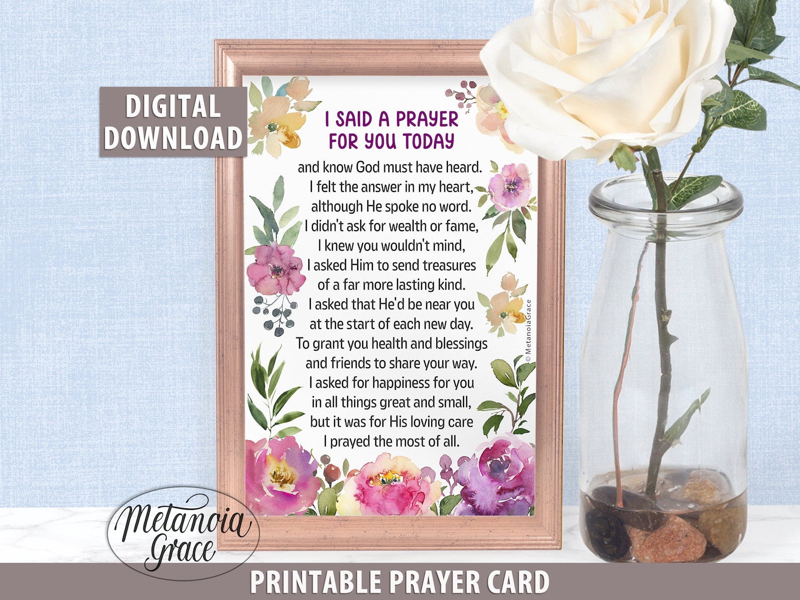 I Said a Prayer for You Today, Printable Prayer for Friend, Prayer Gift ...