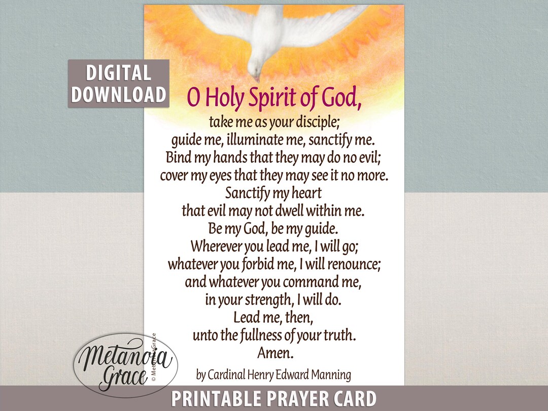 O Holy Spirit of God Take Me as Your Disciple, Printable Prayer Card ...