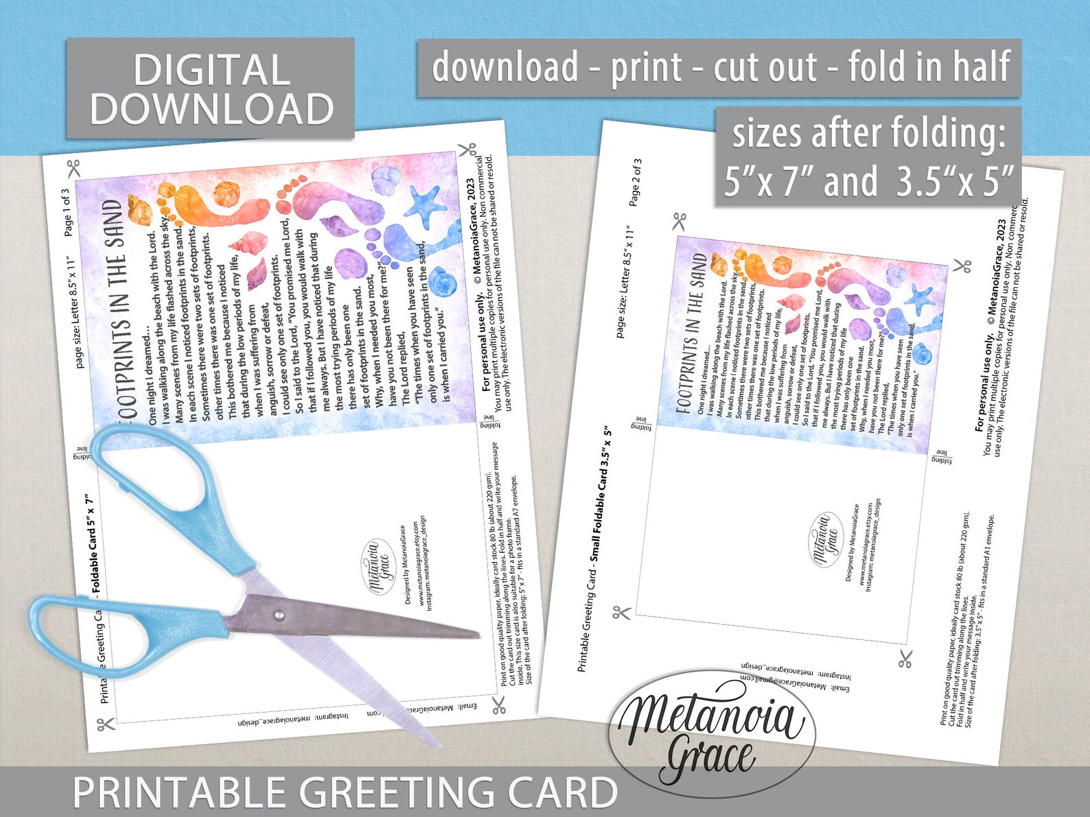 Footprints Printable Card Footsteps Card Footprints Poem - Etsy UK