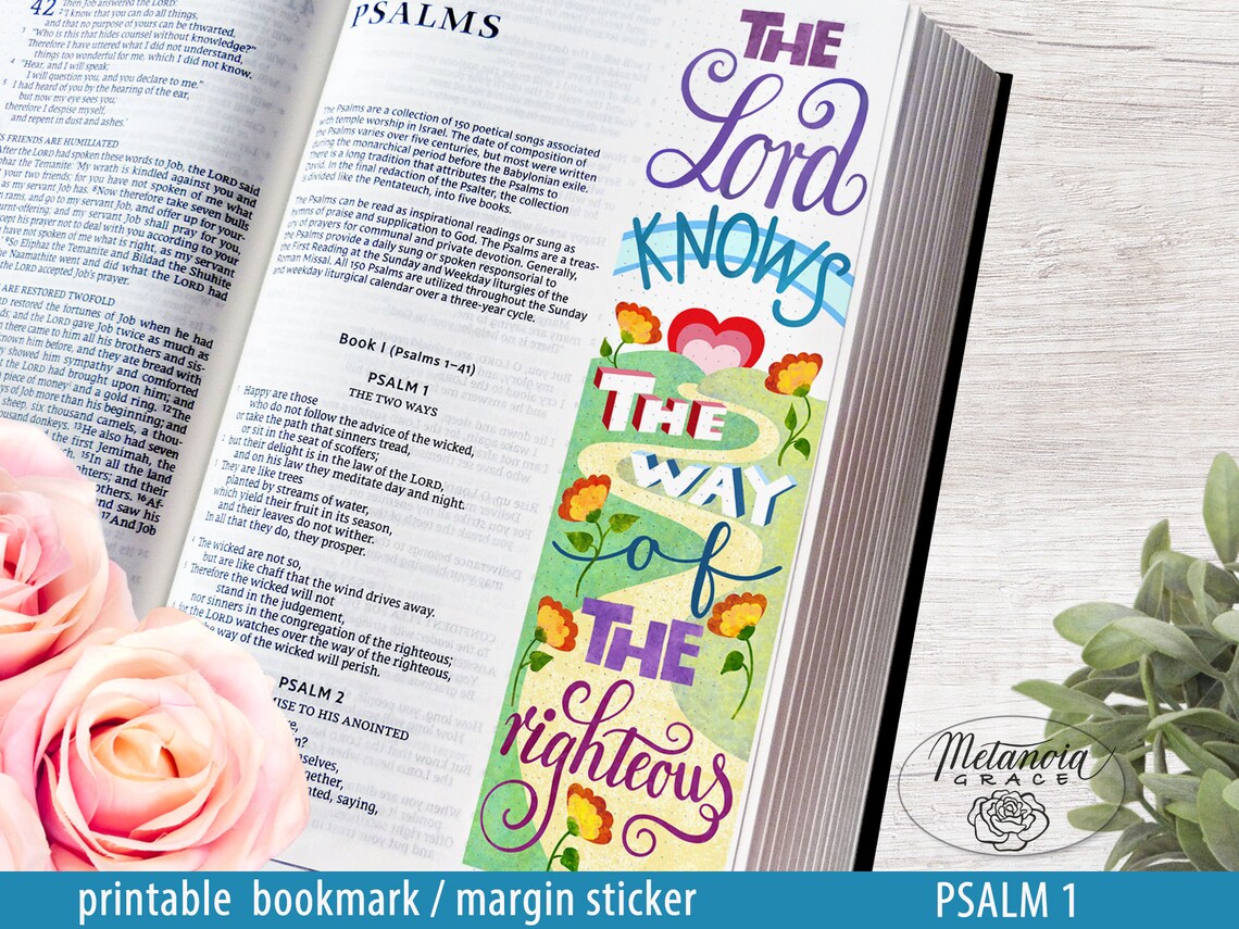 Psalm 1:6 Bible Journaling Sticker, Coloring Bible Bookmark, Traceable ...