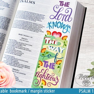 Psalm 1:6 Bible Journaling Sticker, Coloring Bible Bookmark, Traceable ...