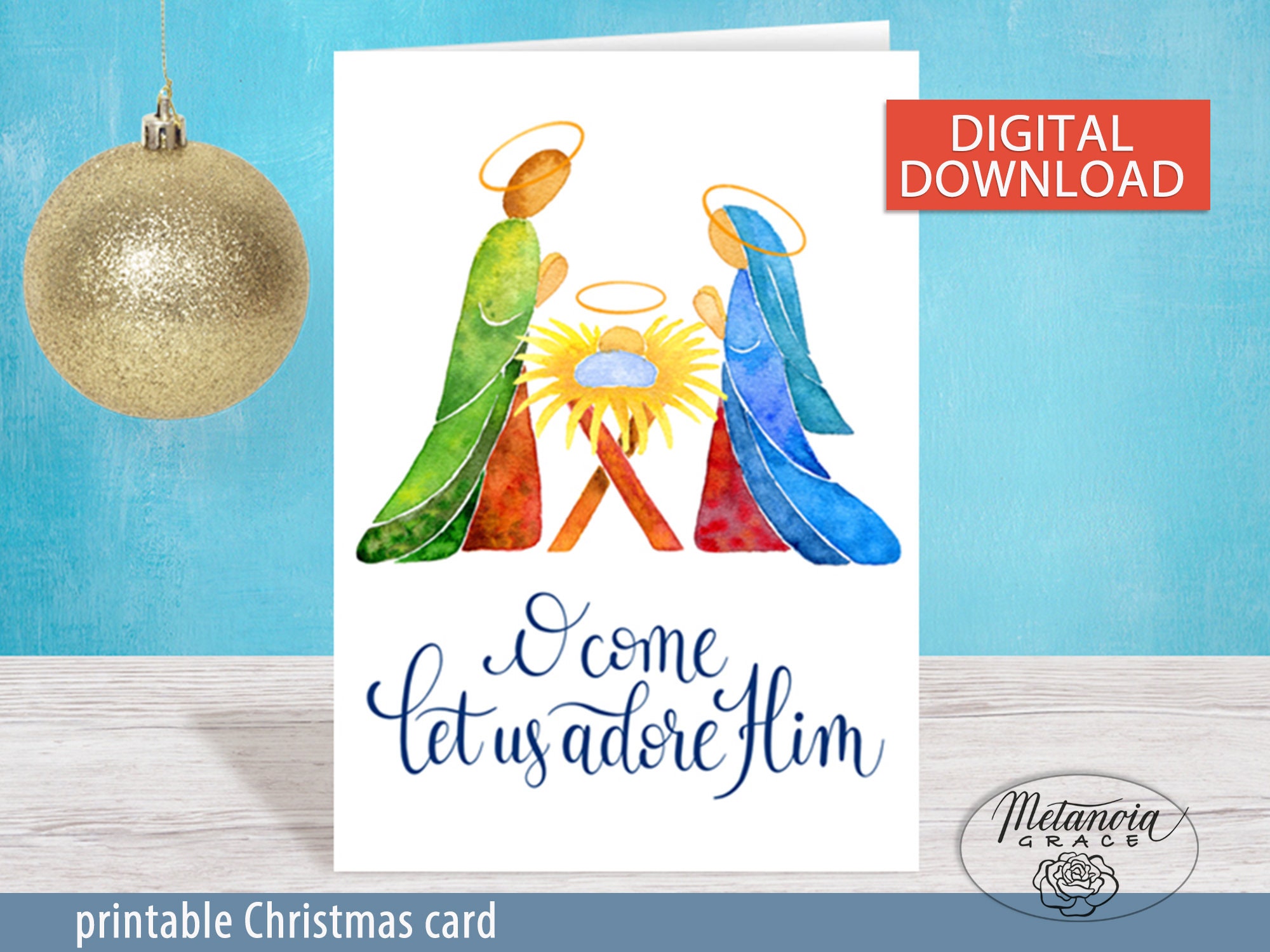 Printable Nativity Christmas Card Religious Christmas Card O - Etsy UK
