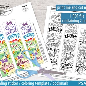 Psalm 1:6 Bible Journaling Sticker, Coloring Bible Bookmark, Traceable ...