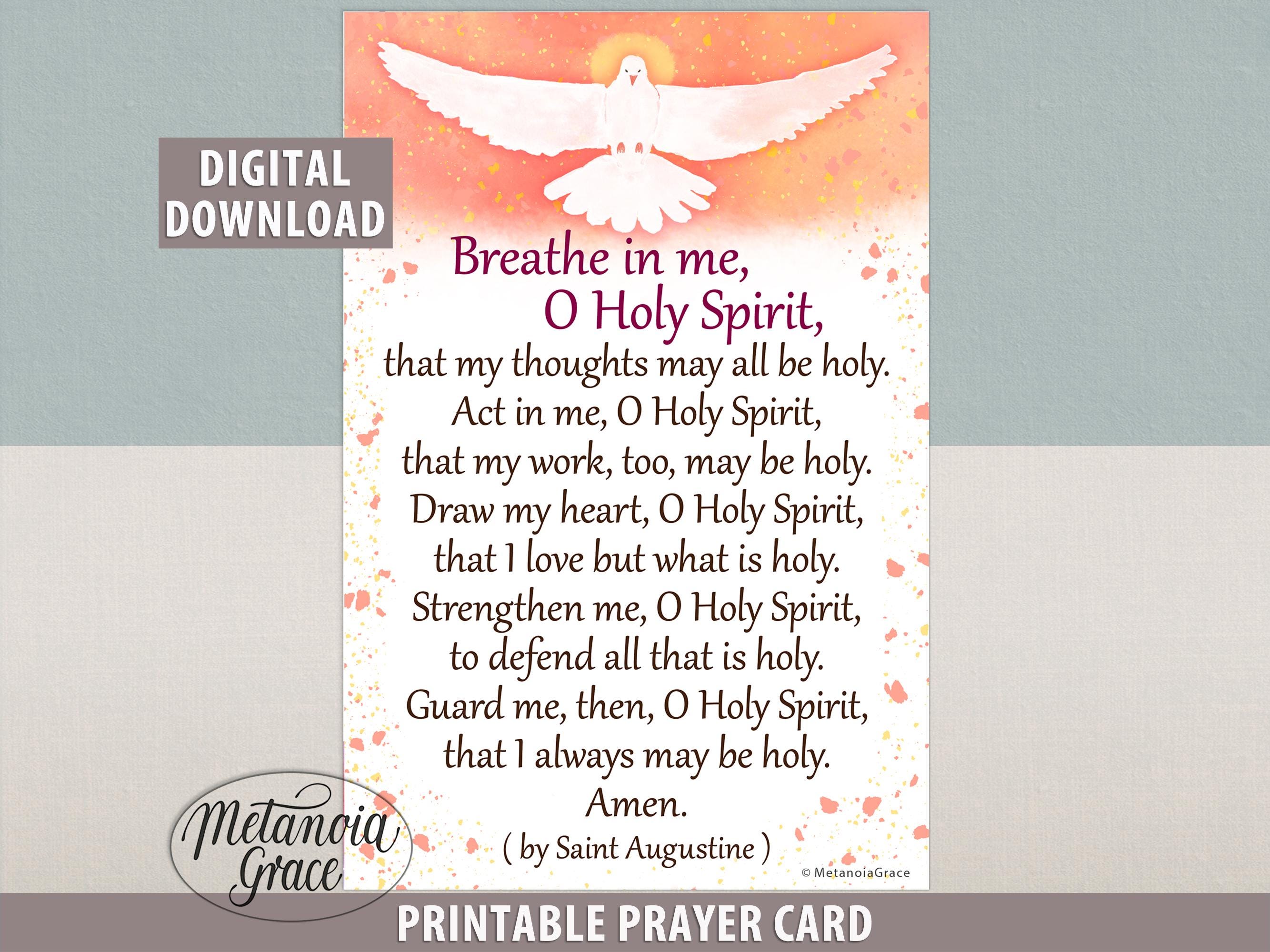 Breathe in Me O Holy Spirit, Saint Augustine Prayer, Printable Holy ...