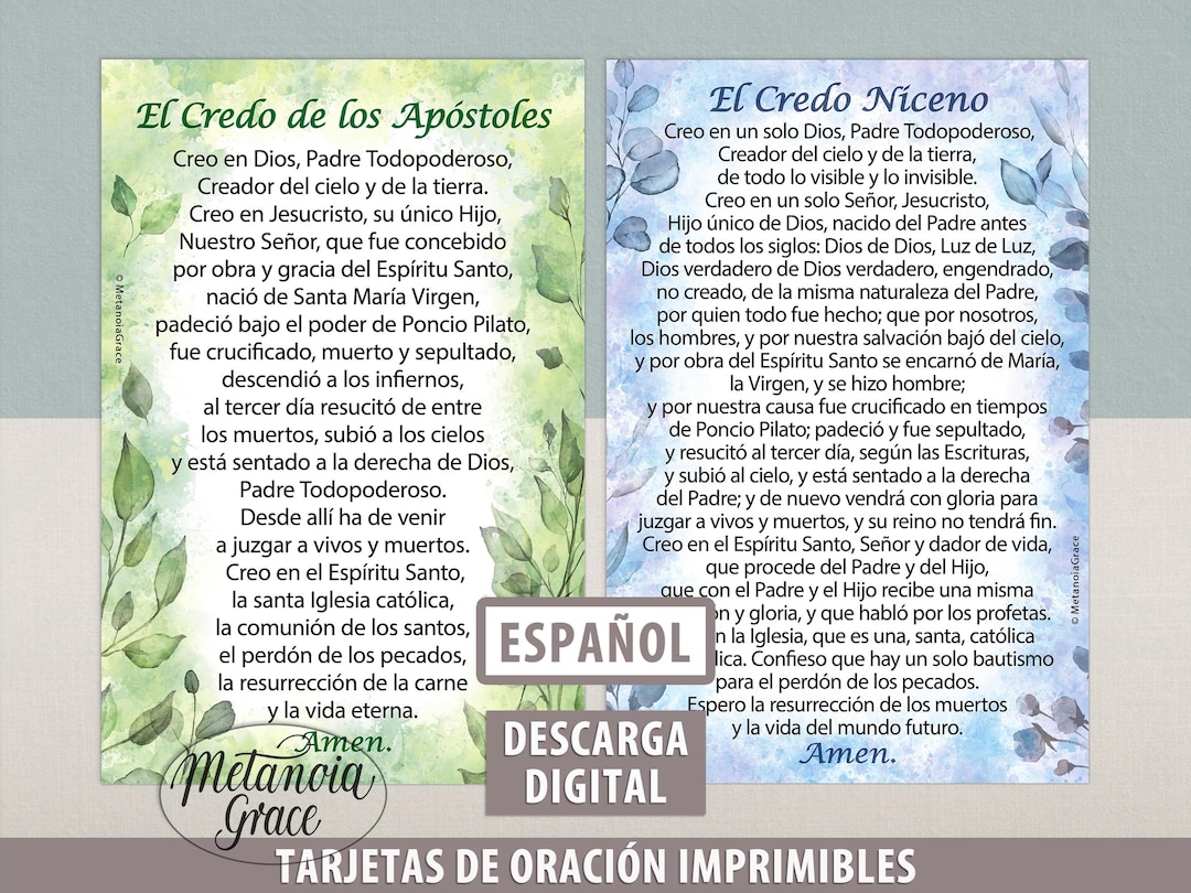 Spanish Creeds Printable Cards, Credo De Los Apostoles, Credo Niceno ...