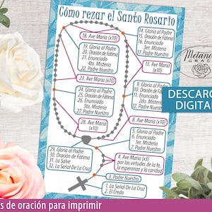 Spanish Rosary Prayer Cards, Printable Holy Rosary Guide, How to Pray ...