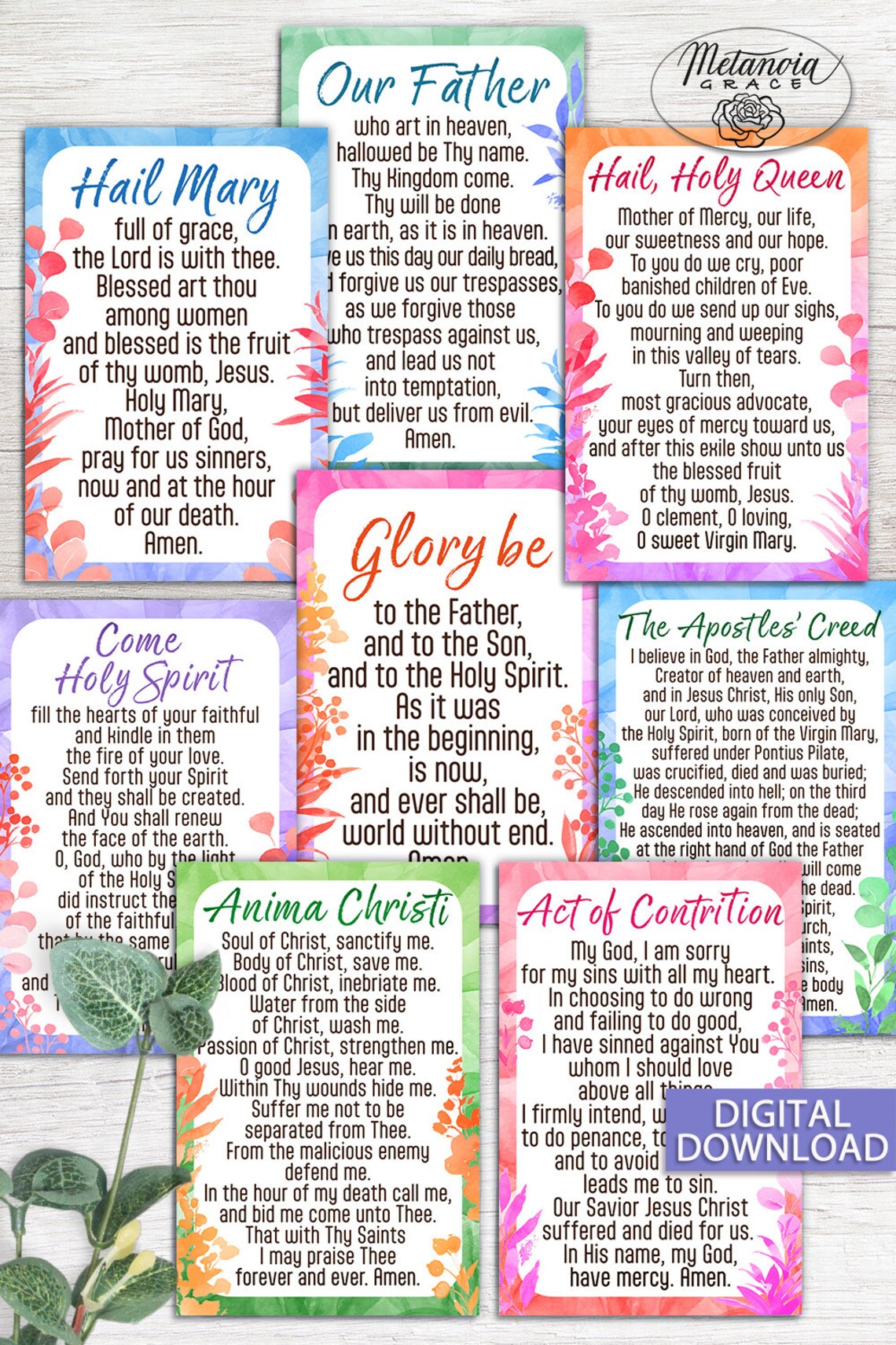 Popular Catholic Prayers Traditional Prayer Cards Printable - Etsy