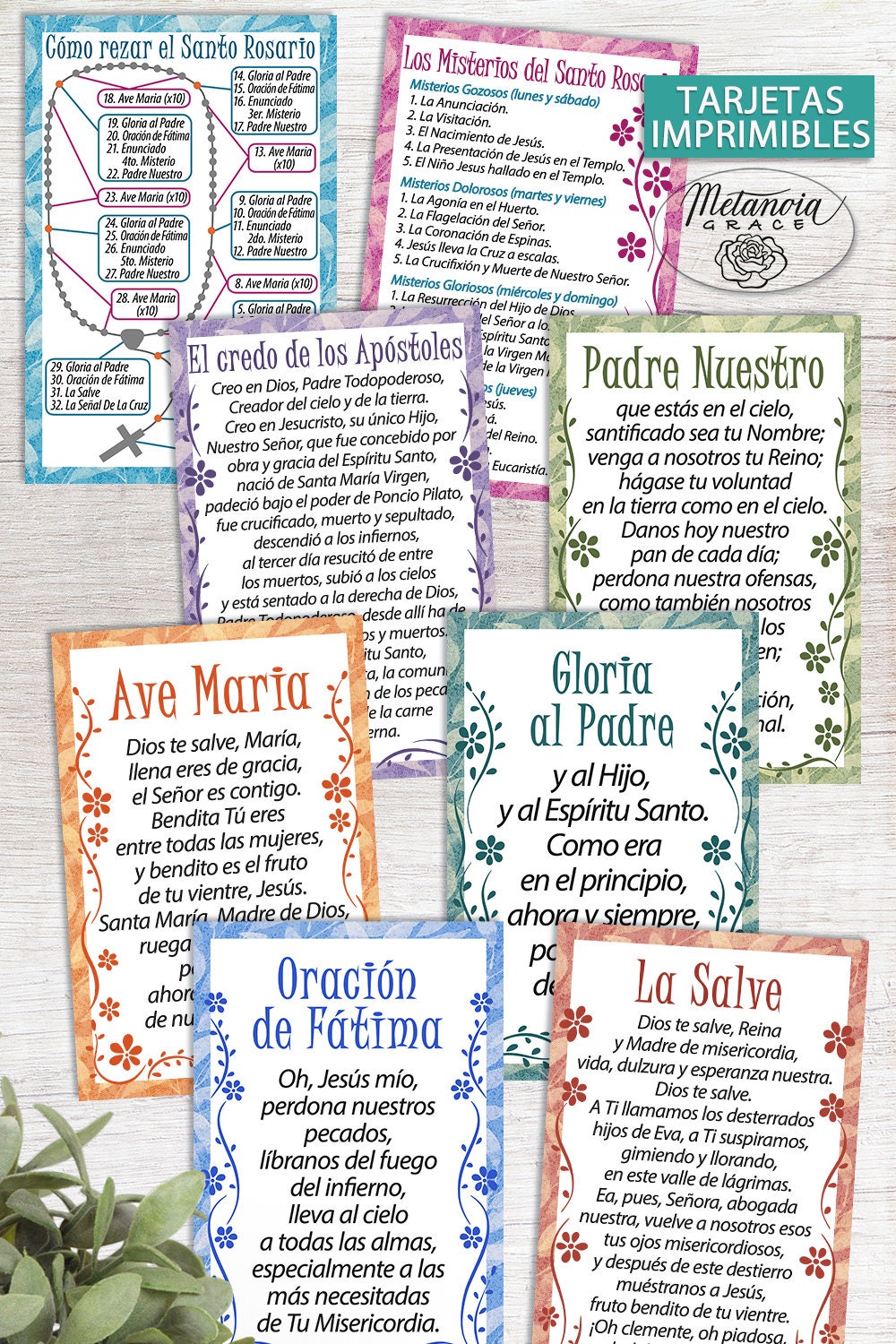 Spanish Rosary Printable Prayer Cards How to Pray the Rosary - Etsy UK
