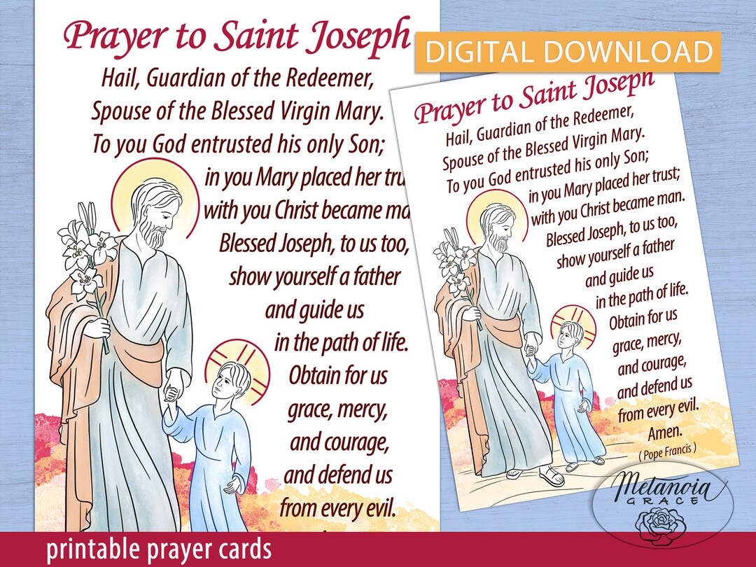 Saint Joseph Prayer Card Printable Prayer Card Pope Francis - Etsy