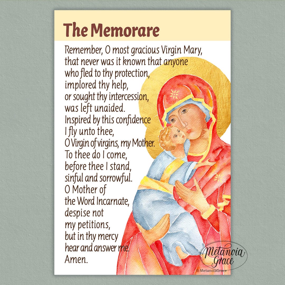Memorare Prayer Card, Virgin Mary Intercession (digital Download) - Etsy