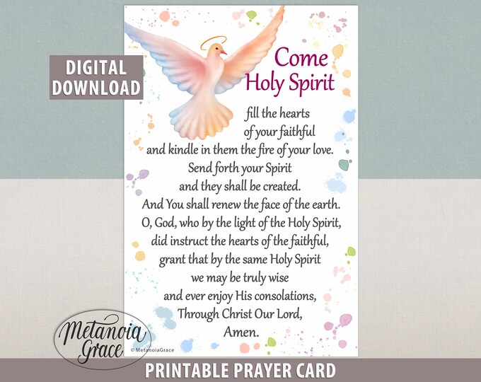 Printable Cardinal Mercier Prayer Card, O Holy Spirit Beloved of My ...