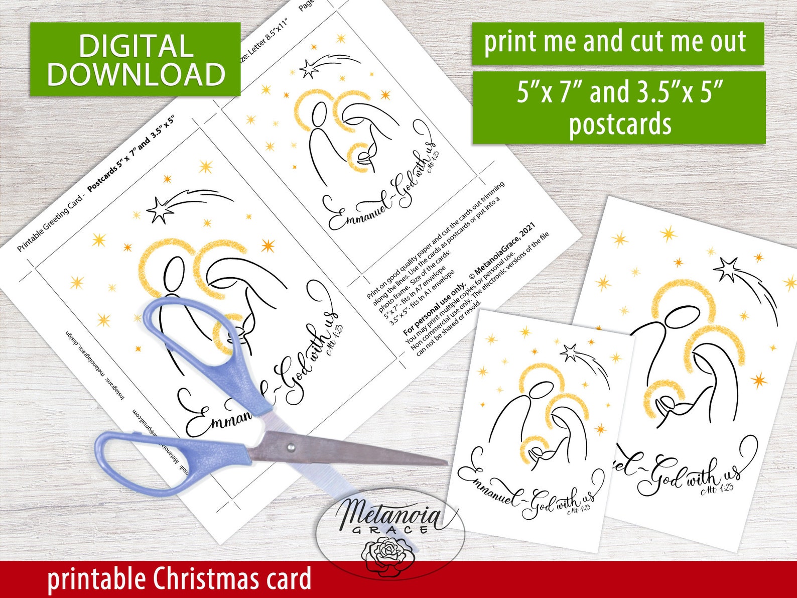 Printable Nativity Christmas Card Religious Christmas Card - Etsy