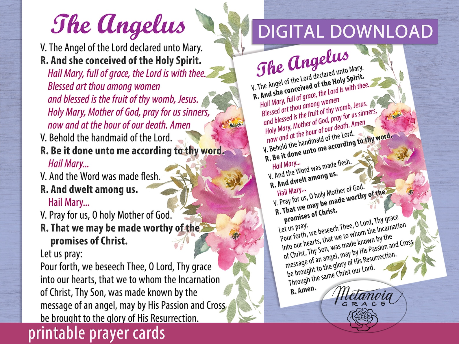 The Angelus Prayer Card the Angelus Holy Card the Angel of - Etsy UK