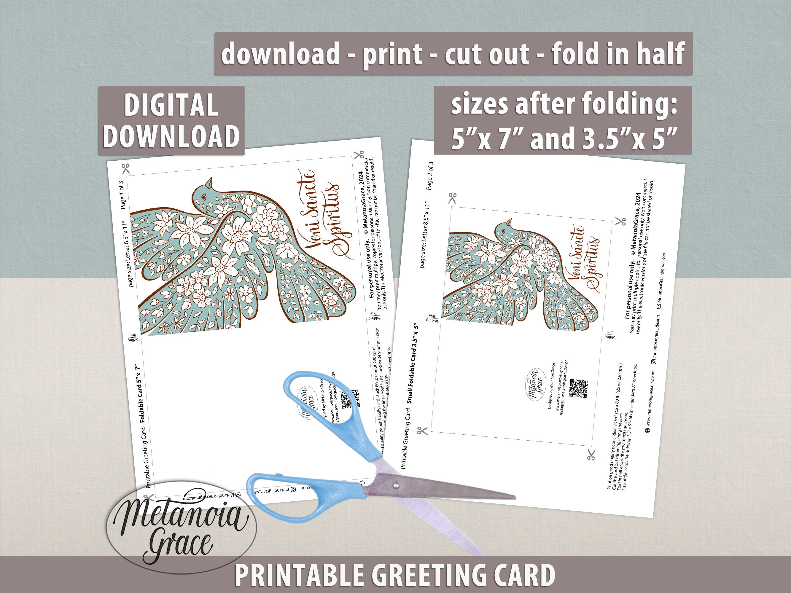 Veni Sancte Spiritus Note Card, Printable Confirmation Card, Pentecost ...